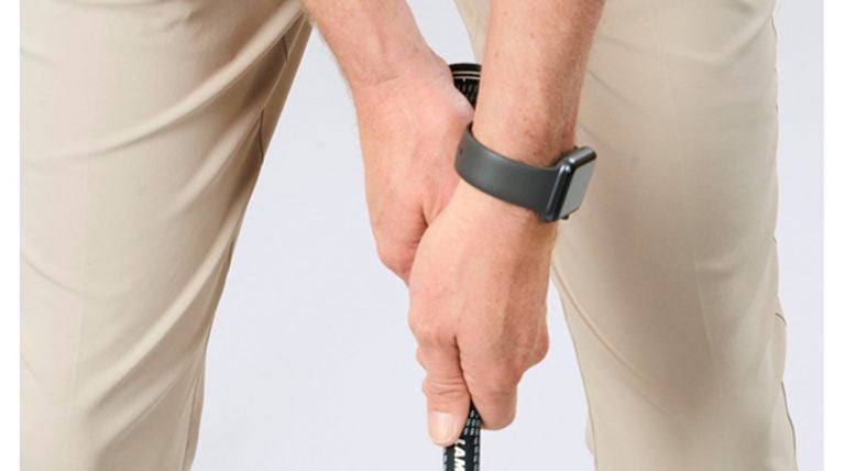 Stripe your irons with a cack-handed grip