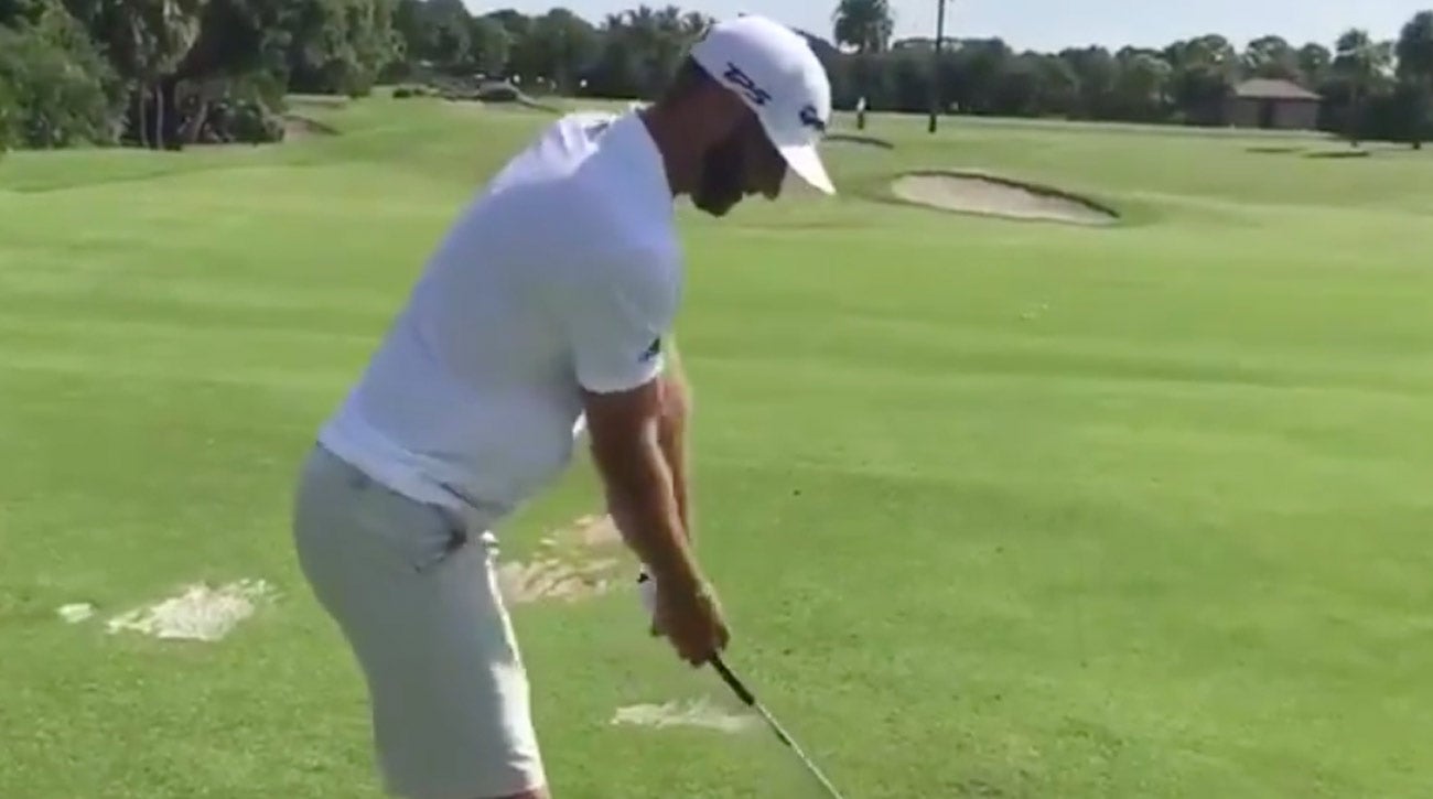 WATCH: Dustin Johnson crushes Jack Nicklaus's persimmon driver 290 yards