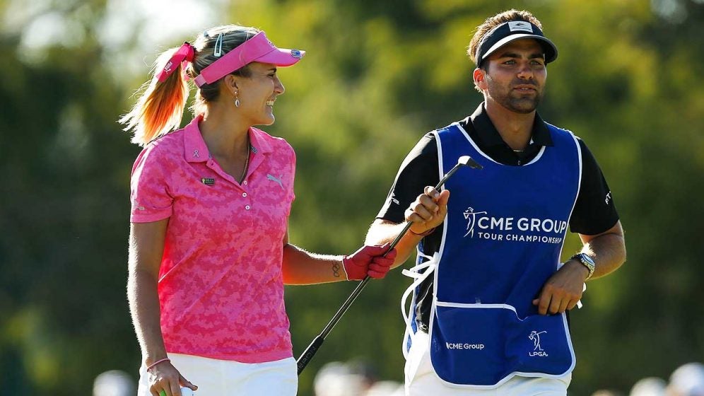 Lexi Thompson and caddie/brother Curtis are off and running