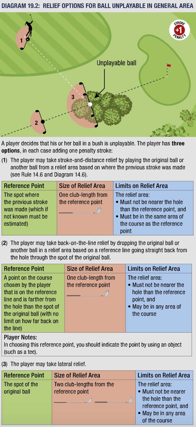 What are your options if your golf ball finds an unplayable lie?