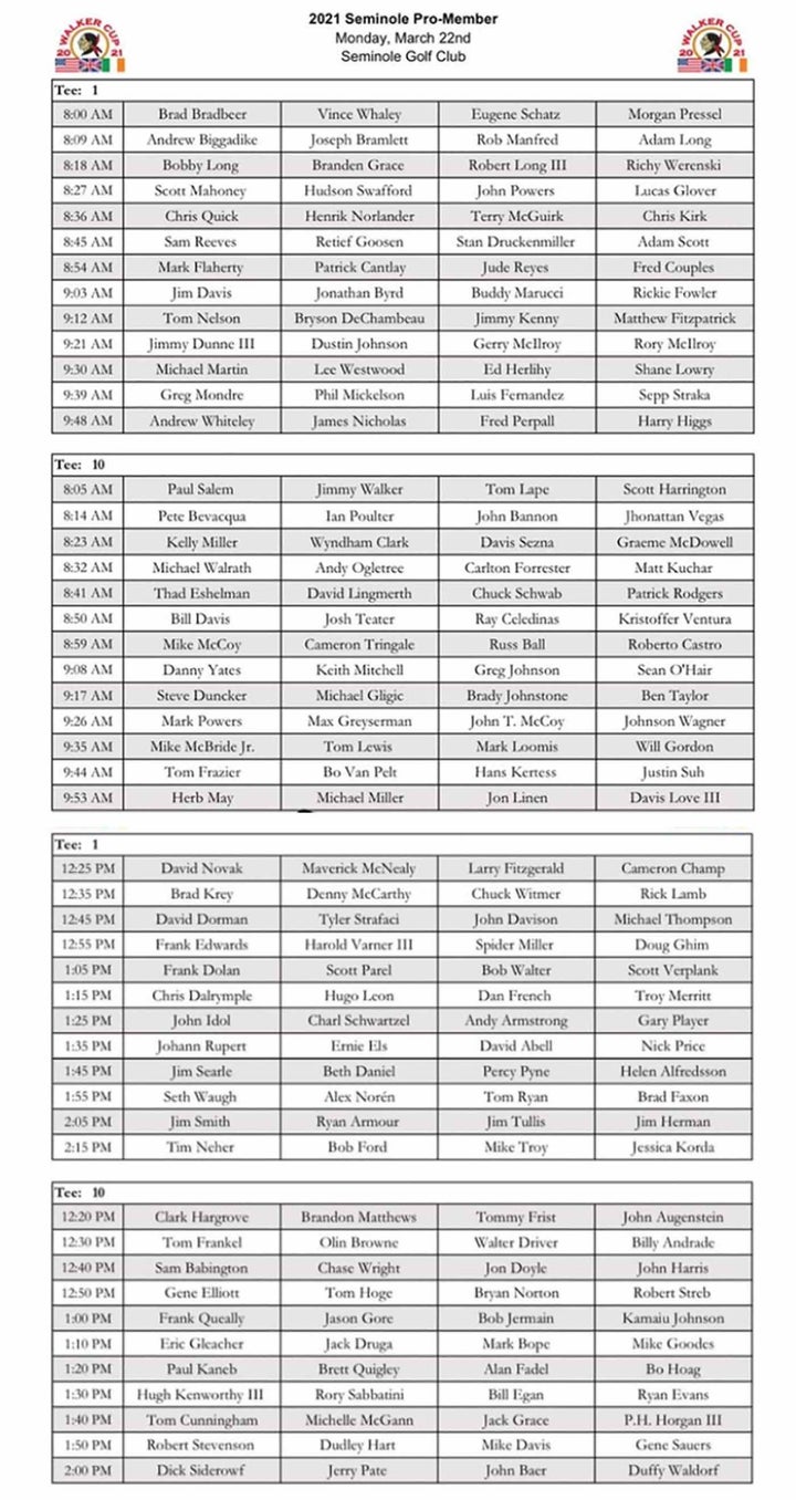 The field for the exclusive Seminole Pro-Member is loaded with Tour stars