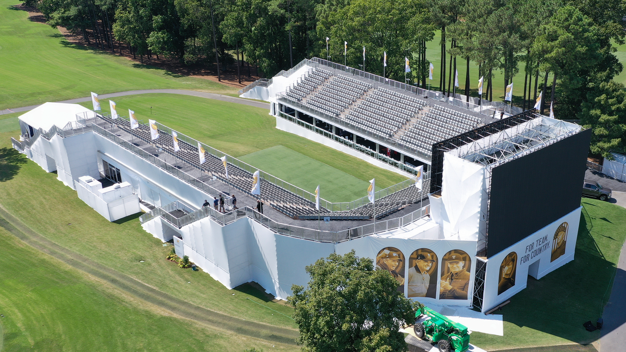 Take a tour inside the Presidents Cup epic first-tee arena