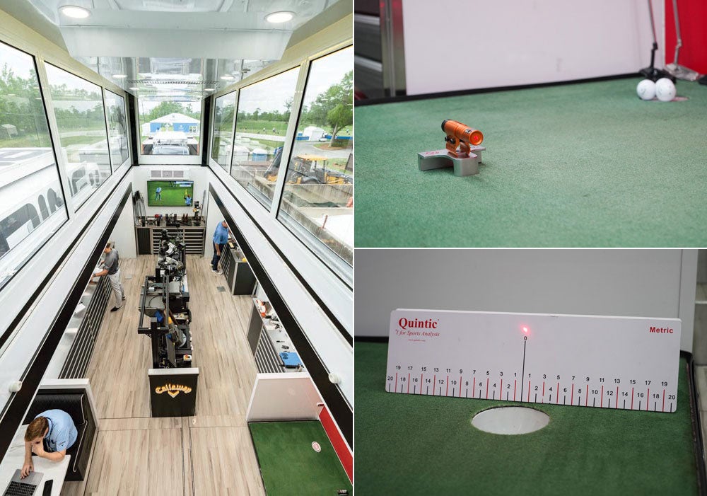 Inside the state-of-the-art putting green on Callaway's Tour truck