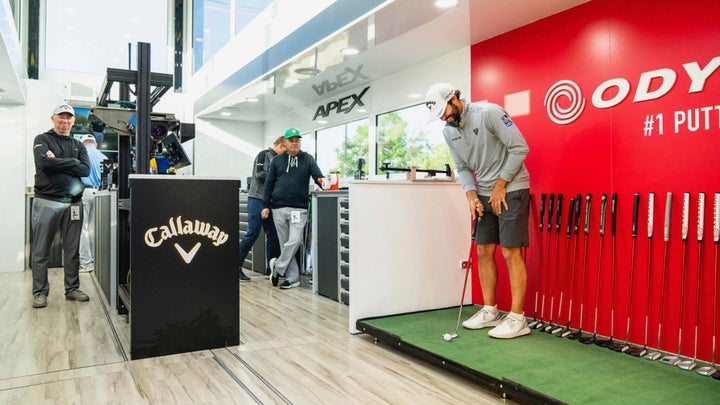 Inside the state-of-the-art putting green on Callaway's Tour truck