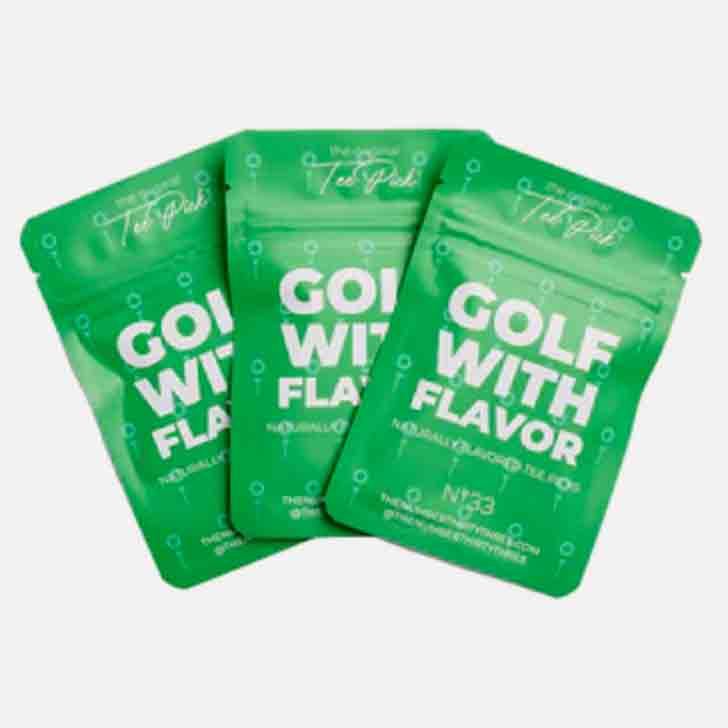 These deliciously flavored bamboo toothpicks double as golf tees