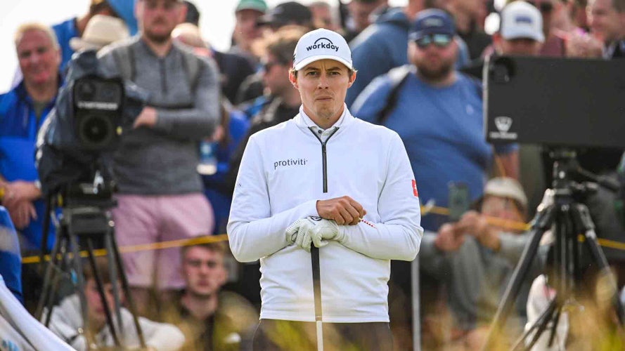 What shots does Matt Fitzpatrick hit cross-handed — and why?