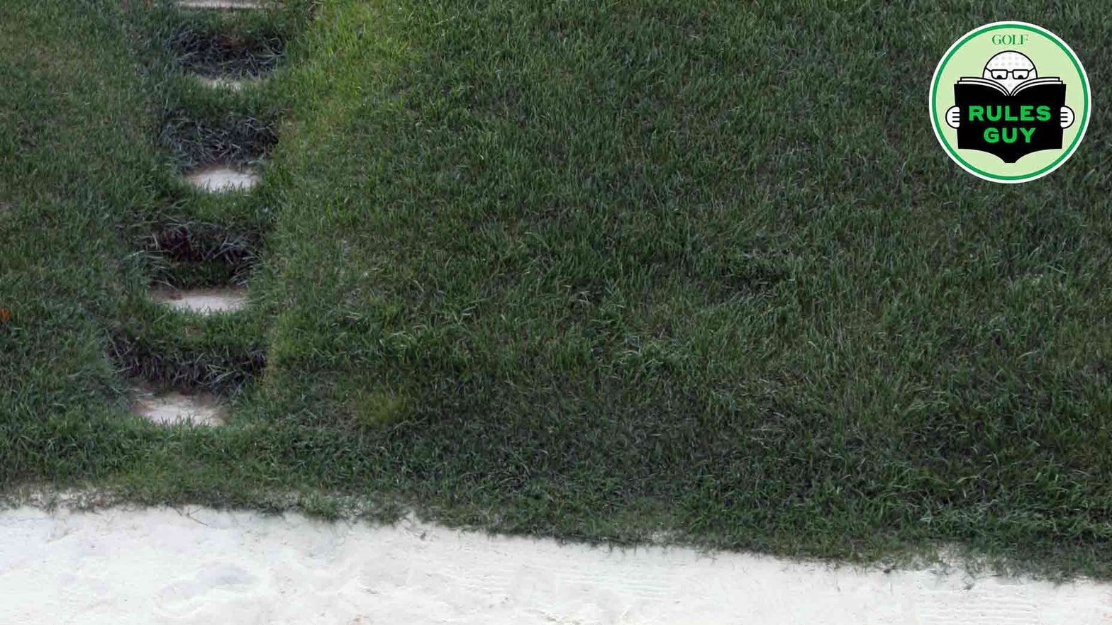 My ball landed on bunker stairs. Can I take relief outside of the sand?