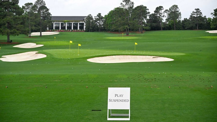 Even during Masters rainout, equipment trucks stay busy (kind of)