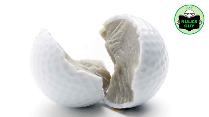 I hit a ball that was sliced in half by a mower. What now? Rules Guy